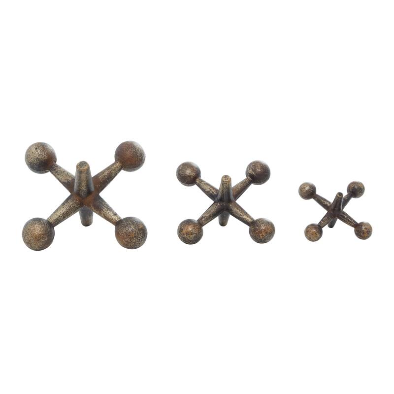 Classy Metal Silver Jacks (Set Of 3) - Overstock - 21015402