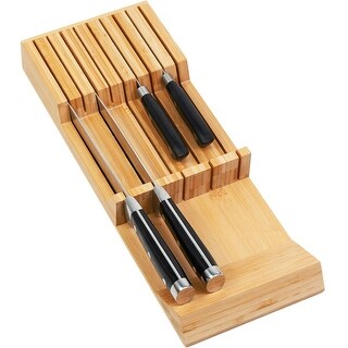 Drawer-style knife rack Bamboo kitchen knife drawer storage box, steak ...