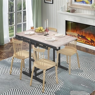 Vintage Solid Mahogany Wood Multifunction Convertible Dining Table ...