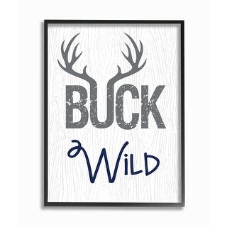 Stupell Buck Wild Phrase Antler Typography Kids' Rustic Sign Framed ...