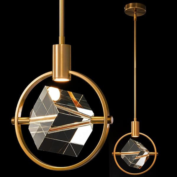 Modern crystal pendant lamp gold mini LED hanging light rod kitchen ...