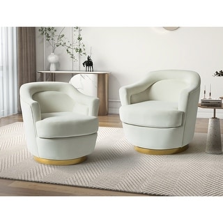 Ofelia Transition Upholstered Open-Back Swivel Barrel Chair with Solid ...