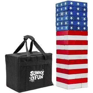 Sunny & Fun Large American Flag Tumbling Tower 54pc Set - Bed Bath ...
