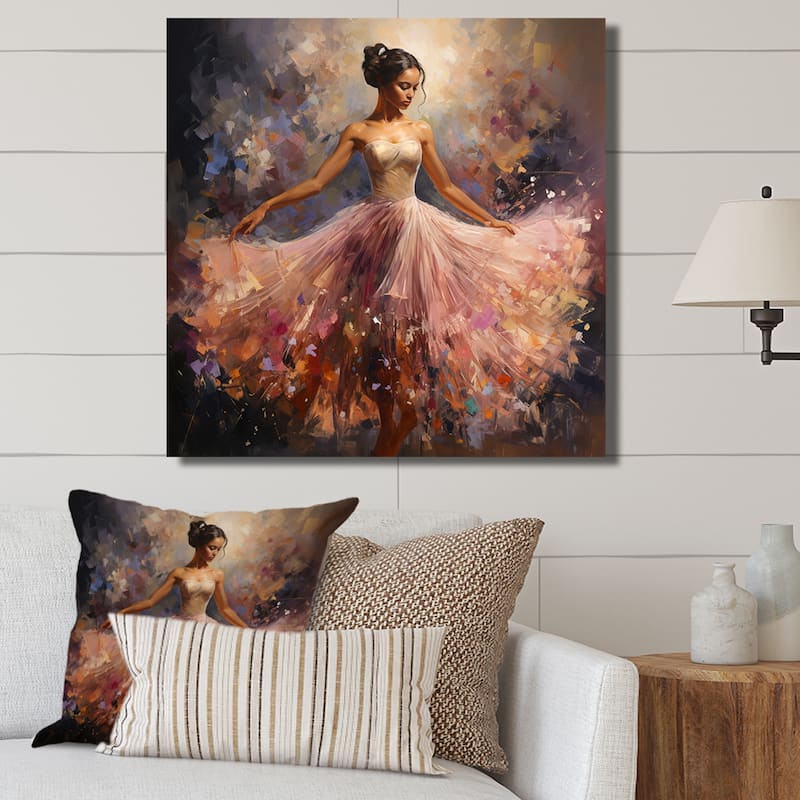 Designart "Pink Dance Of The Ballerina" Ballet Wall Art - Glam Wrapped ...