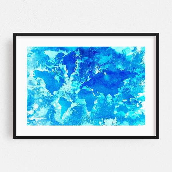 Aqua World Map Digital Maps Art Print/Poster - Bed Bath & Beyond - 34913437