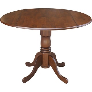 42" Round Dual Drop Leaf Dining Table, Solid Parawood, Easy Assembly ...
