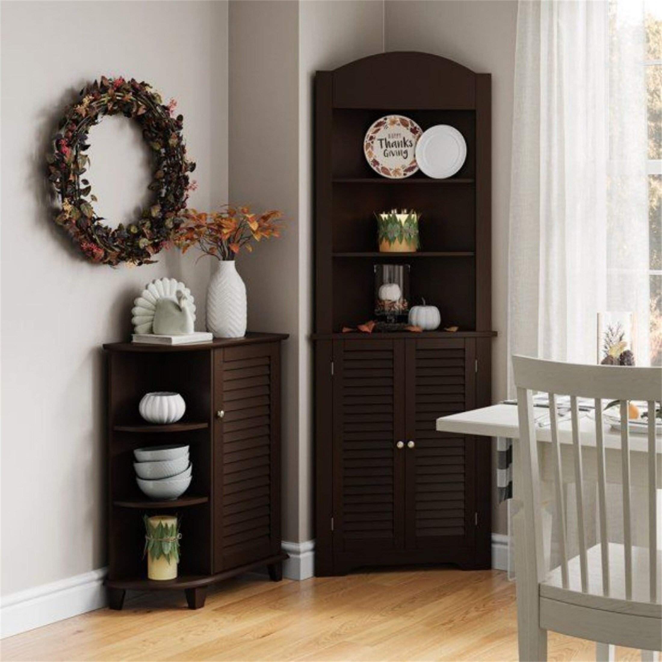 Espresso corner cabinet store