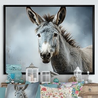 Designart "Sophisticated Donkey Portrait III" Animal Donkey Framed Wall ...