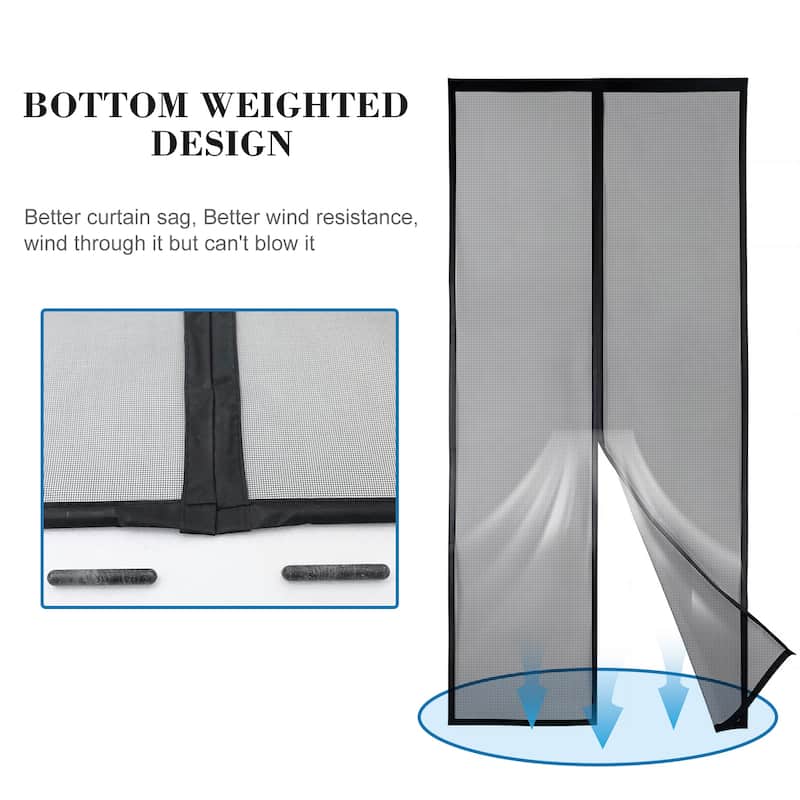 39 in. x 82 in. Black Fiberglass Magnetic Screen Door Heavy Duty Mesh ...