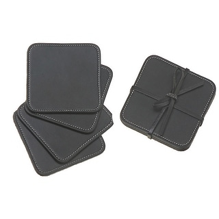4PC Square Genuine Leather Coasters Black - Bed Bath & Beyond - 40138742