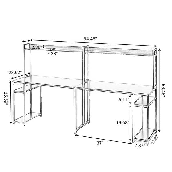 Multifunction Home office double Workstation Desk, Two Person Computer ...