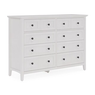 Fritz 60 Inch Dresser, 8 Drawer, Stepped Handles, Arched Bottom, White ...