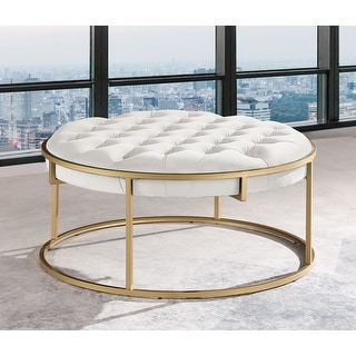 Best Master Furniture Elron Velvet Tufted Round Ottoman with Gold Base ...