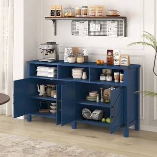 Adjustable Shelves and Half-Open Storage Cabinet with Power Outlets and ...