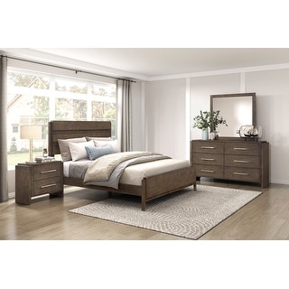 5pc Set Bedroom Furniture Dark Walnut Finish Bed Nightstands Dresser ...