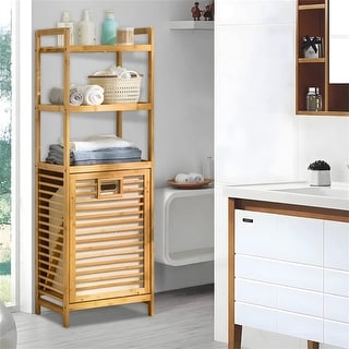 Tilt Out Hamper for Laundry 3 Tier Bamboo Pull Out Laundry Hamper - 15. ...