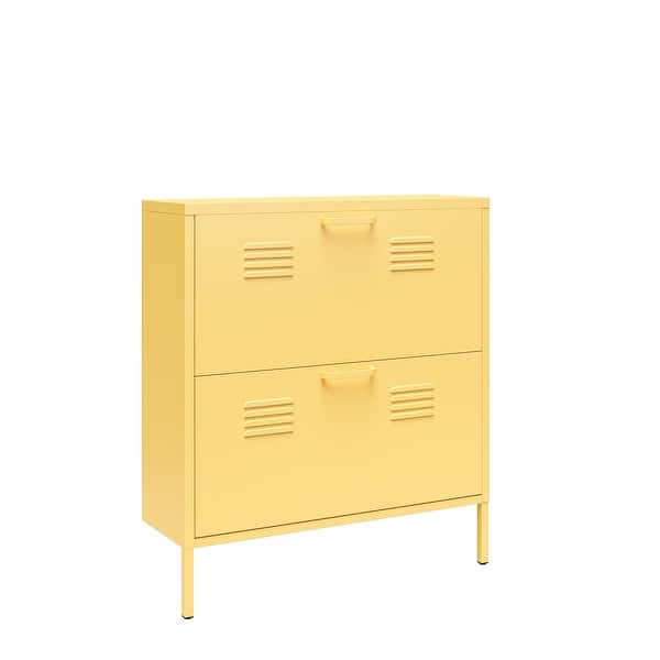 The Novogratz Cache 2 Door Locker Style Metal Shoe Storage Cabinet ...