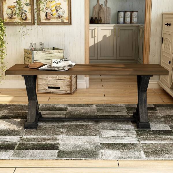 Teasdale Farmhouse Solid Wood X Cross Legs Dining Bench By Furniture Of