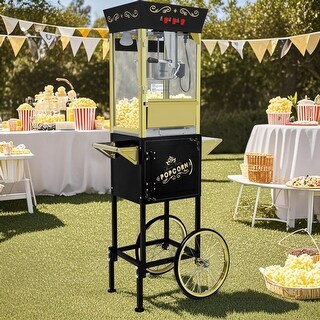 12 oz Vintage Popcorn Cart , Stainless Steel for Party, Movie Theater ...
