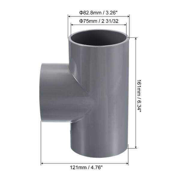 2 31/32" 3 Way Tee Pipe Fittings UPVC, 4 Pack Joint Coupling Pipe ...