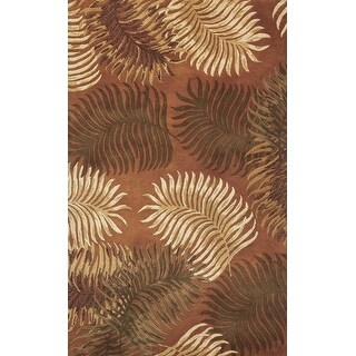HomeRoots 3'x4' Rust Orange Hand Tufted Tropical Leaves Area Rug - 3' x ...