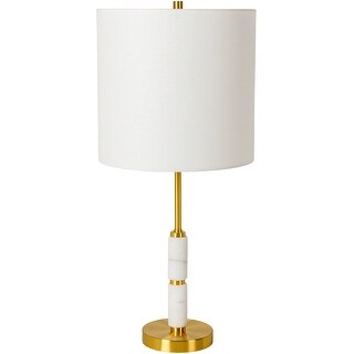 Rhodaa Gold and White Stone Column Table Lamp - 28"H x 13"W x 13"D ...
