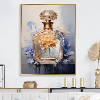 Designart "Fragrant Perfume Floral Whsipers I" Perfumes Framed Canvas ...