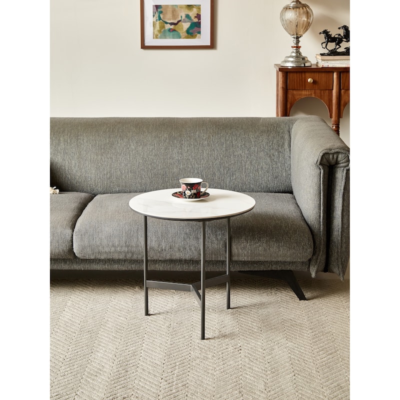 End/Side Tables - Small Round Accent Table, Metal Black Narrow Night ...