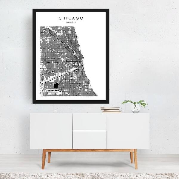Chicago Illinois Maps Architecture Black White Urban Art Print/Poster ...