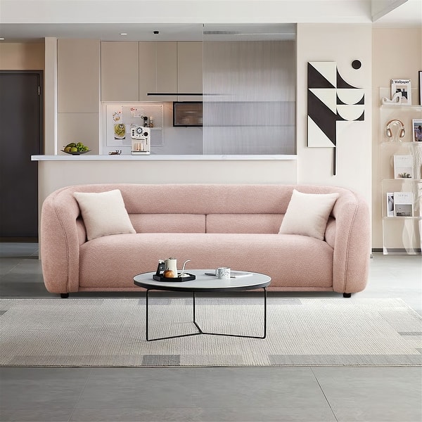 Modern Pink Curved Sofa Counch for Living Room - Bed Bath & Beyond ...