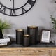 Iron Mesh Candle Holders with Handles 10" Black Gold Finish Set of 3 ...