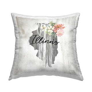 Stupell Rustic Illinois State Printed Outdoor Throw Pillow Design by ...