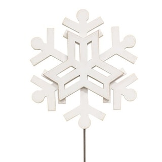 Glittered Layered Wooden Snowflake Planter Stake - White - Bed Bath ...