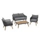 Outdoor 4 Pieces Rope Conversation Set with Cushions - Bed Bath ...