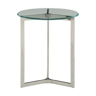 24 Inches Round Glass Top End Table With Y Shape Base Chrome Saltoro ...