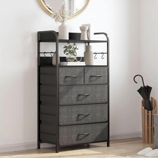 Tall Dresser for Bedroom with 5 Drawers, Fabric Dresser Storage Tower ...