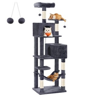 Cat Tree, 75.2-Inch Cat Tower for Indoor Cats, Plush Multi-Level Cat ...