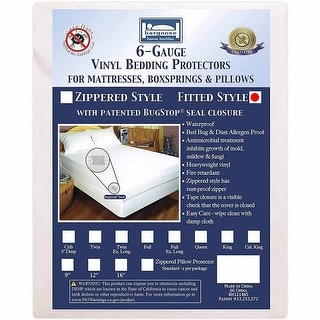Heavy Duty Vinyl Mattress Protector - Fitted, Waterproof, Bed Bug ...