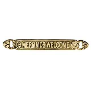 Mermaids Welcome Ornate Sign Wall Plaque Shiny Brass 11.5 Inch - Gold ...