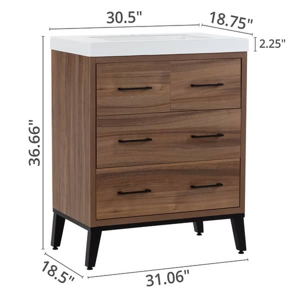 Spring Mill Cabinets 31" Rialta 3-Drawer Bathroom Vanity With White ...