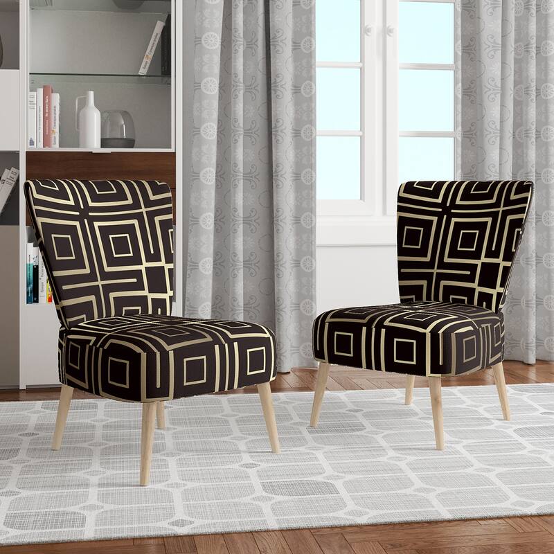Designart "Golden Luxury Geometrics XII" Upholstered Mid-Century Accent ...