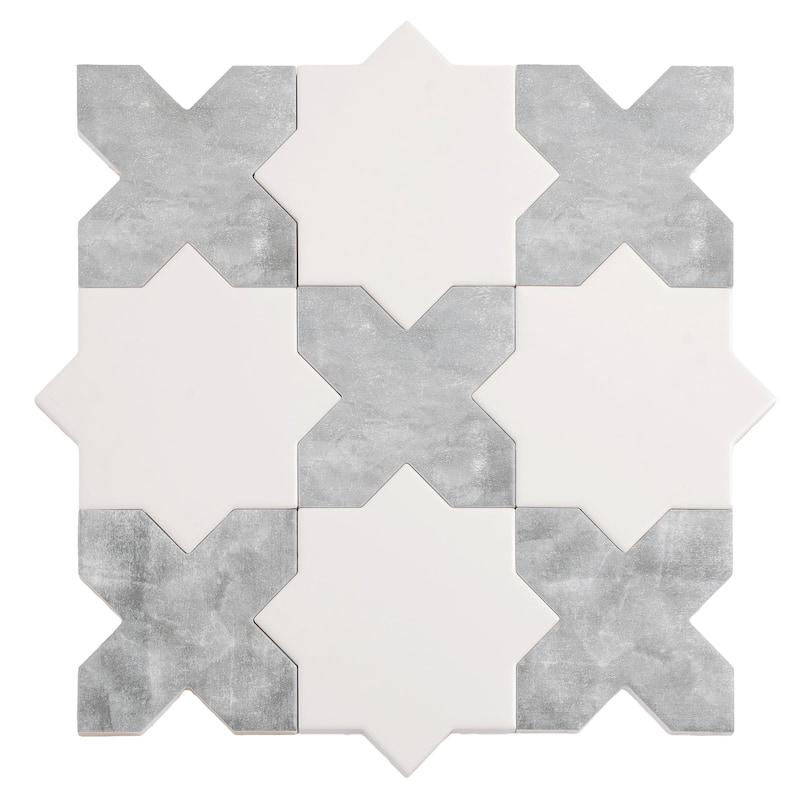 Siena 5" Star with Cross Matte Ceramic Wall and Floor Tile (10.76 sq ft ...