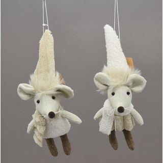 Set Of 2 Assorted Colored Hanging Mice Wearing Scarves Decorations ...