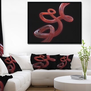 Designart "Flexible Caramel Line on Black" Abstract Framed Canvas Art ...