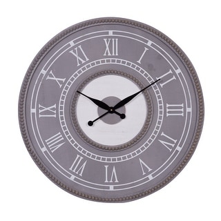 Wood Beaded Wall Clock with White Accents - Gray - Roche River Decor ...