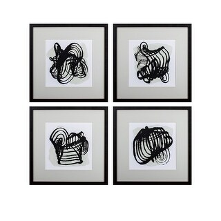HomeRoots Set of Four Black Abstract Swirls Wall Art - Bed Bath ...