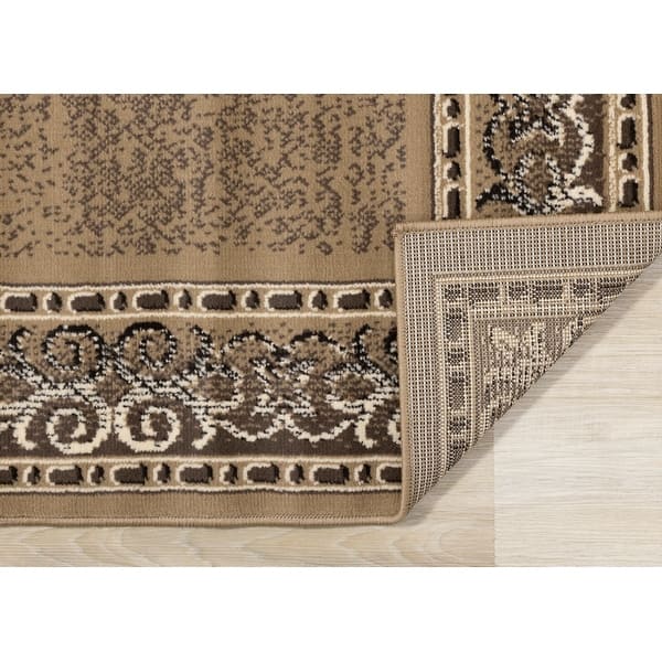 Florence Collection - Beige/Cream Ornate Border Rug - 5'3" x 7'4" - Bed ...