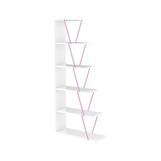 White/Pink 5 Tier Ladder Narrow Bookshelf Organizers - Bed Bath ...