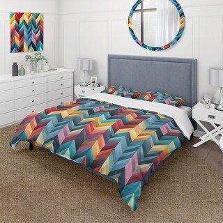Designart "Colorful Vibrant Chevron Mosaic Pattern" Glam Bedding Cover ...