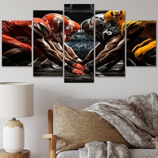 Designart "Yellow Football Dynamic Formation" Sports Multipanel Wall ...